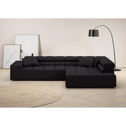 Ecksofa Home Affaire "Ancona incl. Kopfteilverstellung, Breite 319cm, L-Form", grau, B:319cm H:70cm T:215cm, Struktur (85% Polyester, 15% Viskose);Luxus-Microfaser weich (98% Polyester, 2% Nylon);Velours (100% Polyester), Sofas, Ecksofa, wahlweise motorische Sitztiefenverstellung, auch in Cord + Easy Care