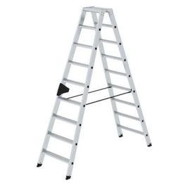 Munk Aluminium-Stufen-Stehleiter, Rechteckrohr-Holme, konische Holmf&uuml;hrung, nivello&reg; Leiterschuhe, ergo-pad&reg; Griffzone, bis 150 kg, 2x9 Stufen