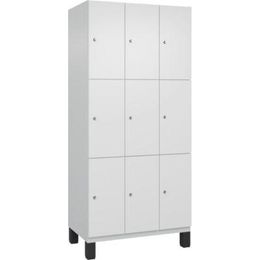 C+P Schlie&szlig;fachschrank Cambio, 3 Abteile, 9 F&auml;cher, auf F&uuml;&szlig;en, B 900 x T 525 x H 1980 mm, verkehrswei&szlig;