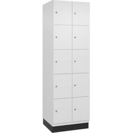 C+P Schlie&szlig;fachschrank Cambio, 2 Abteile, 10 F&auml;cher, mit Sockel, B 600 x T 525 x H 1980 mm, verkehrswei&szlig;