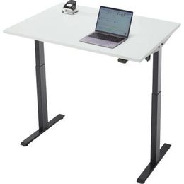 Schreibtisch, elektrisch h&ouml;henverstellbar, Rechteck, T-Fu&szlig;, B 1200 x T 800 x H 720-1200 mm, lichtgrau/schwarz