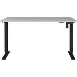 Schreibtisch Athen, elektrisch h&ouml;henverstellbar, Rechteck, T-Fu&szlig;, Memorybedienpanel, B 1400 x T 800 x H 720-1190 mm, kaschmir/schwarz