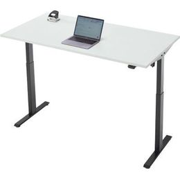 Schreibtisch, elektrisch h&ouml;henverstellbar, Rechteck, T-Fu&szlig;, B 1600 x T 800 x H 720-1200 mm, lichtgrau/schwarz