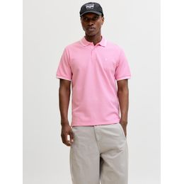 Jack & Jones Poloshirt JACK & JONES "JJEAUSTIN POLO SS NOOS", Herren, Gr. L, prism pink detail:play, Jersey, Obermaterial: 58% Polyester, 39% Baumwolle, 3% Elasthan, unifarben, regular fit normal, ohne Ausschnitt, gerader Abschluss, Shirts Poloshirt, Materialmix, regular fit