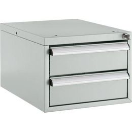 Sch&auml;fer Shop Sch&auml;fer Shop Pure Schubladenblock 411, f&uuml;r Arbeitstische AST31, links/rechts montierbar, 2 Sch&uuml;be, abschlie&szlig;bar, bis 50 kg, Stahl, lichtgrau/lichtgrau