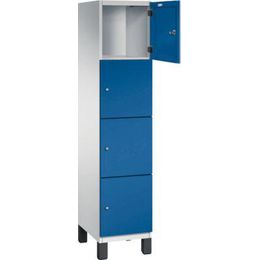 C+P Schlie&szlig;fachschrank Cambio, 1 Abteil, 4 F&auml;cher, auf F&uuml;&szlig;en, B 400 x T 525 x H 1980 mm, lichtgrau/enzianblau