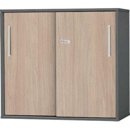 Sch&auml;fer Shop Sch&auml;fer Shop Select Anstell-/Aufsatz-Schiebet&uuml;renschrank SET UP, 2 OH, B 800 x T 420 x H 726 mm, graphit/eiche