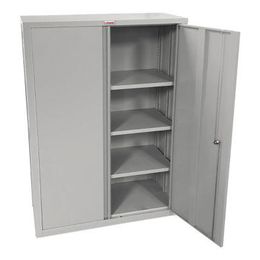 Stahlschrank Phoenix SCF1491GGK, faltbar, 3 Fachb&ouml;den, Schl&uuml;sselschloss, B 915 x T 370 x H 1400 mm, Stahl, lichtgrau RAL 7035
