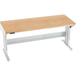 Sch&auml;fer Shop Sch&auml;fer Shop Pure Arbeitstisch AST31, elektrisch h&ouml;henverstellbar, Multiplex-Platte, T-Fu&szlig;, bis 400 kg, B 2000 x T 800 x H 730-1155 mm, wei&szlig;aluminium/Buche