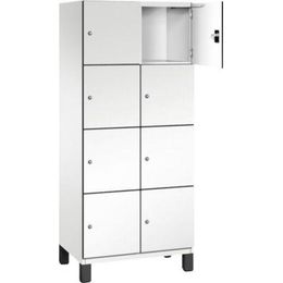C+P Schlie&szlig;fachschrank Cambio, 2 Abteile, 8 F&auml;cher, auf F&uuml;&szlig;en, B 800 x T 525 x H 1980 mm, verkehrswei&szlig;/wei&szlig;