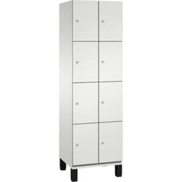 C+P Schlie&szlig;fachschrank Cambio, 2 Abteile, 8 F&auml;cher, auf F&uuml;&szlig;en, B 600 x T 525 x H 1980 mm, lichtgrau