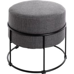 Hocker HAKU, gepolstert, B 480 x T 480 x H 430 mm, Stoff und Stahl, anthrazit-schwarz