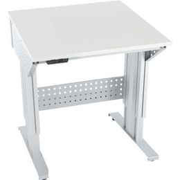 Sch&auml;fer Shop Sch&auml;fer Shop Pure Arbeitstisch AST31, elektrisch h&ouml;henverstellbar, Melaminplatte, T-Fu&szlig;, bis 400 kg, B 750 x T 800 x H 725-1155 mm, wei&szlig;aluminium/lichtgrau