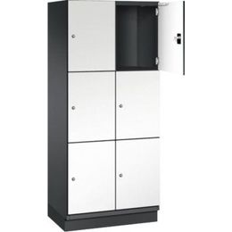 C+P Schlie&szlig;fachschrank Cambio, 2 Abteile, 6 F&auml;cher, mit Sockel, B 800 x T 525 x H 1980 mm, schwarzgrau/wei&szlig;