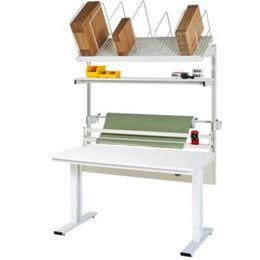 Rau Packtischsystem 03 Werktisch-Serie adlatus 300, B 1500 x T 1000 x H 720-1120 mm, Melamin-Platte, bis 300 kg