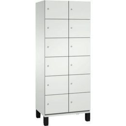 C+P Schlie&szlig;fachschrank Cambio, 2 Abteile, 12 F&auml;cher, auf F&uuml;&szlig;en, B 800 x T 525 x H 1980 mm, lichtgrau