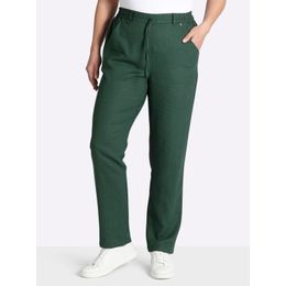 sheego Damen Jogg Pants aus Leinen-Viskose-Mix, moos, Gr&ouml;&szlig;e 40
