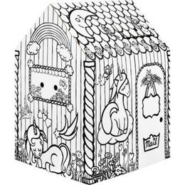 Bankers Box Spielhaus XL Playhouse Unicorn, Einhorn-Motiv, Wellpappe, bemalbar, T&uuml;ren/Fenster, FSC-zertifiziert, B 813 x T 813 x H 1213 mm, wei&szlig;