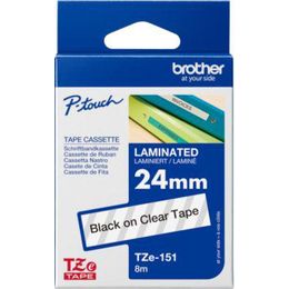 Brother Schriftbandkassette TZe-151, 24mm, farblos/schwarz