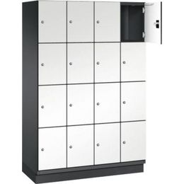 C+P Schlie&szlig;fachschrank Cambio, 4 Abteile, 16 F&auml;cher, mit Sockel, B 1200 x T 525 x H 1980 mm, schwarzgrau/wei&szlig;