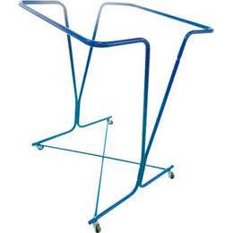 M&uuml;llsacktr&auml;ger Mottez, f&uuml;r M&uuml;lls&auml;cke mit Volumen 600 l, fahrbar, B 800 x T 800 x H 1200 mm, Stahlrohr lackiert, blau