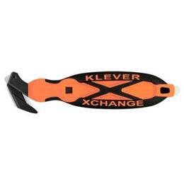 KLEVER Sicherheitsmesser XChange 35, mit Klebebandanritzer/Schaber/Umh&auml;nge&ouml;se, L 180 x B 38 x H 10 mm, orange-schwarz