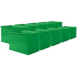 Sch&auml;fer Shop Stapelkasten SSI Sch&auml;fer 14/6-2Z, Volumen 33 l, bis 30 kg, mit Griffmulde, L 465 x B 314 x H 298 mm, Polypropylen, gr&uuml;n, 10 St&uuml;ck