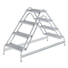 Munk Arbeitspodest, 2 x 4 Stufen Aluminium, stabile Rohrkonstruktion, 400 &times; 300 mm Trittfl&auml;che, 200 mm Stufen, rutschfeste Kunststoffschuhe, 150 kg