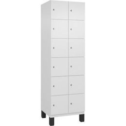 C+P Schlie&szlig;fachschrank Cambio, 2 Abteile, 12 F&auml;cher, auf F&uuml;&szlig;en, B 600 x T 525 x H 1980 mm, verkehrswei&szlig;