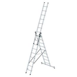 Munk Mehrzweckleiter, 3-teilig, nivello&reg;-Traversen, stabil & langlebig, 3x9 Sprossen