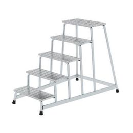 Munk Arbeitspodest, Aluminium, verschwei&szlig;te Rohrkonstruktion, Warzenblechstufen, rutschfest, Bis 150 kg, Trittfl&auml;che B 550 x T 300 mm, 5-stufig
