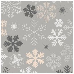 Servietten Papstar ROYAL Collection Snowflakes, 3-lagig, 1/4 Falz, saugf&auml;hig, rei&szlig;fest, B 330 x H 330 mm, Recyclingpapier, grau, 20 St&uuml;ck