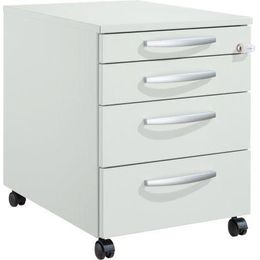 Sch&auml;fer Shop Sch&auml;fer Shop Pure Rollcontainer 1233, Utensilienauszug + 3 Schubladen, abschlie&szlig;bar, runde Metallgriffe, B 434 x T 600 x H 570 mm, lichtgrau