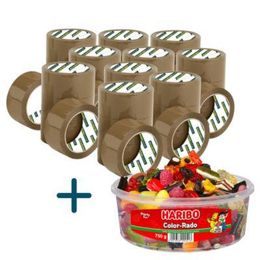 Sch&auml;fer Shop Sch&auml;fer Shop Select Packband, L 66 m x B 50 mm, braun, 36 Rollen + GRATIS Haribo Color-Rado 750 g Party-Box