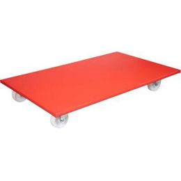 Transportroller Wagner MM 1696, bis 300 kg, Anti-Rutsch-Belag, Hart-R&auml;der, L 1000 x B 600 mm, FSC&reg;-Multiplexplatte, rot