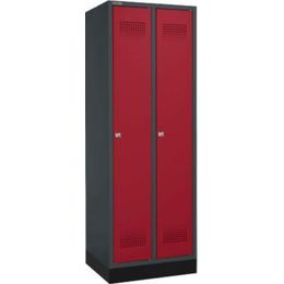 Sch&auml;fer Shop Sch&auml;fer Shop Genius Kleiderspind mit Sockel, 2 Abteile, Zylinderschloss, anthrazit RAL 7016/rot