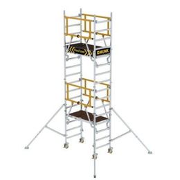 Munk FlexxTower SG Rollger&uuml;st, Aluminium, werkzeuglose Montage, klappbare Dreiecksausleger, Lenkrollen &Oslash; 125 mm, GS-gepr&uuml;ft, Lastklasse 3, 3,10 m