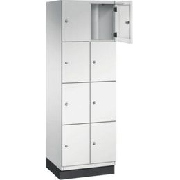 C+P Schlie&szlig;fachschrank Cambio, 2 Abteile, 8 F&auml;cher, mit Sockel, B 600 x T 525 x H 1980 mm, lichtgrau