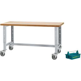 Sch&auml;fer Shop Sch&auml;fer Shop Select Werkbank, fahrbar, h&ouml;henverstellbar, B 1500 x T 700 x H 676-888 mm, wei&szlig;aluminium RAL 9006 + gratis Tragekasten Carry