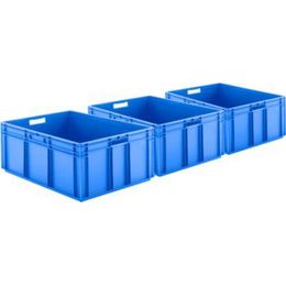 Sch&auml;fer Shop Euro Box SSI Sch&auml;fer EF 8320, Inhalt 122 L, geschlossene W&auml;nde, Durchfassgriff, Polypropylen, blau, 3 St&uuml;ck
