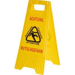 Sch&auml;fer Shop Warnaufsteller &bdquo;Rutschgefahr&ldquo;, 2-sprachig, zusammenklappbar, B 300 x H 620 mm, Kunststoff, gelb