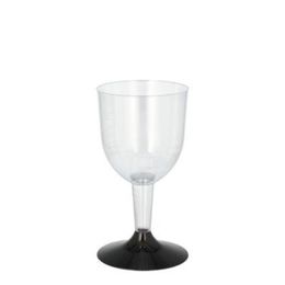 Papstar Wei&szlig;wein Stielglas 0,1 l mit F&uuml;llstrich, glasklarer Kelch, schwarzer Fu&szlig;, 20er Pack, H&ouml;he 11 cm