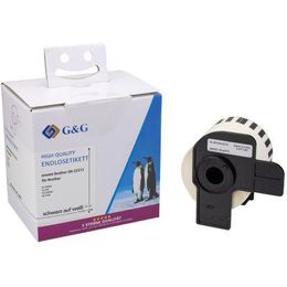 G&G Endlosetiketten G&G, kompatibel zu Brother DK-22212, selbstklebend, Thermopapier, wei&szlig;, 1 Rolle mit B 62 mm x L 15,24 m
