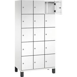 C+P Schlie&szlig;fachschrank Cambio, 3 Abteile, 15 F&auml;cher, auf F&uuml;&szlig;en, B 900 x T 525 x H 1980 mm, verkehrswei&szlig;