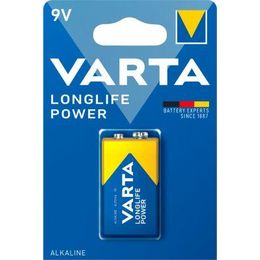 Varta Batterie Longlife Power, Spannung 9 V, besonders langlebig, E-Block, 1 St&uuml;ck