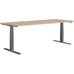 Sch&auml;fer Shop Sch&auml;fer Shop Genius Schreibtisch MODENA FLEX, elektrisch h&ouml;henverstellbar, Rechteck, T-Fu&szlig;, B 2000 x T 800 mm, Eiche/anthrazit