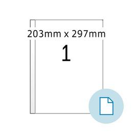 Blattetiketten Herma 58101, permanenthaftend, besonders stark haftend, wetterfest, bedruckbar, B 203 x H 297 mm, PE-Folie, wei&szlig;, 250 St&uuml;ck/250 Blatt