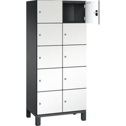 C+P Schlie&szlig;fachschrank Cambio, 2 Abteile, 10 F&auml;cher, auf F&uuml;&szlig;en, B 800 x T 525 x H 1980 mm, schwarzgrau/wei&szlig;