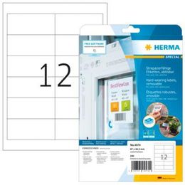 Folienetiketten Herma 4574, selbstklebend, wiederabl&ouml;sbar, wetterfest, bedruckbar, B 97 x H 42,3 mm, wei&szlig;, 240 St&uuml;ck/20 Blatt