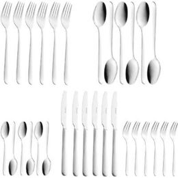 30-teiliges Besteckset f&uuml;r 6 Personen, Edelstahl 18/0, Klingenstahlmesser, 2,2/1,8 mm, sp&uuml;lmaschinenfest